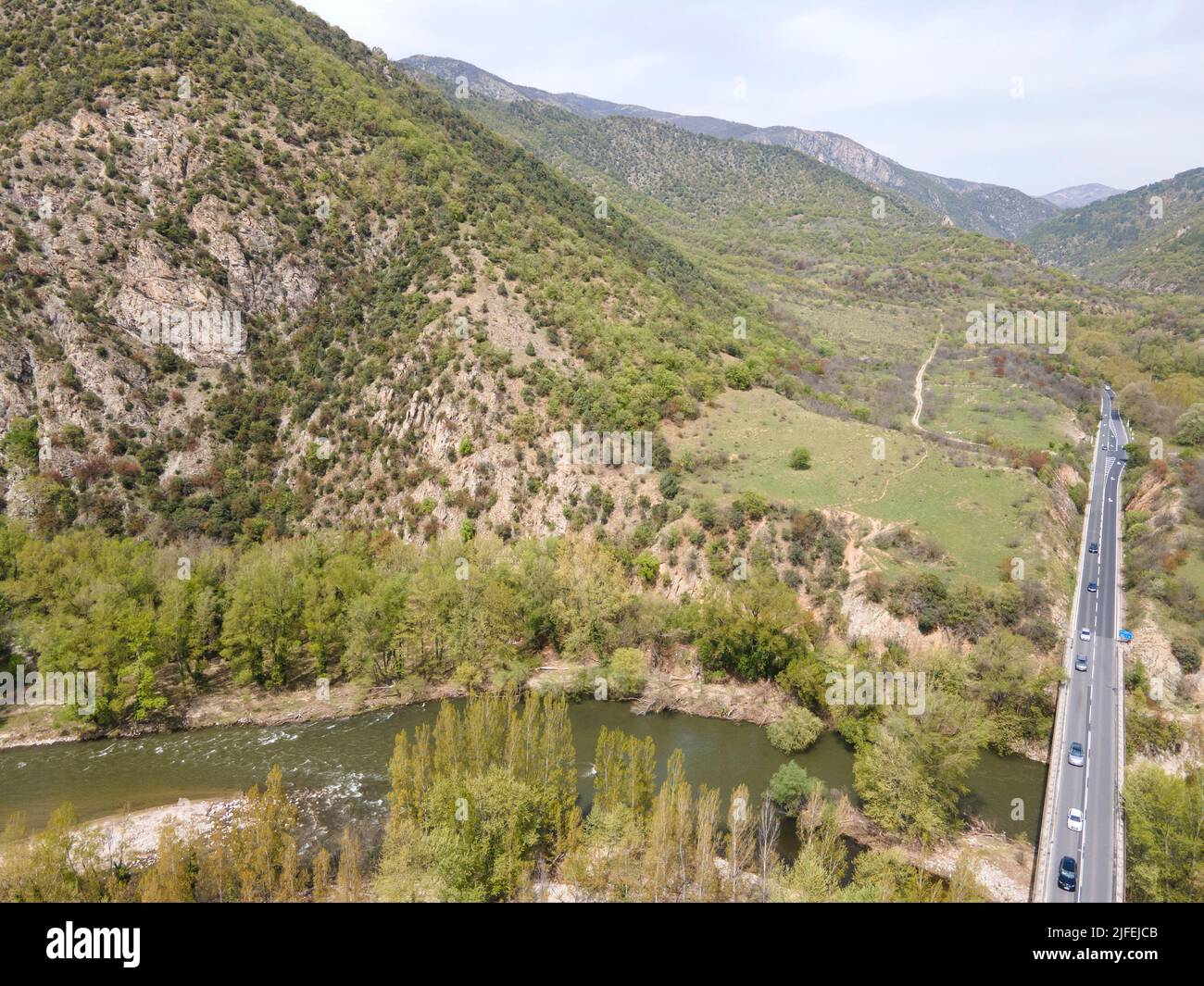 Amazing Aerial view of Struma River passing through the Kresna Gorge ...