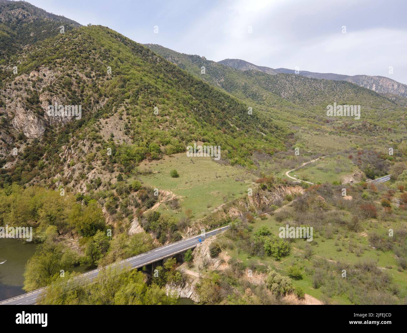 Amazing Aerial view of Struma River passing through the Kresna Gorge ...