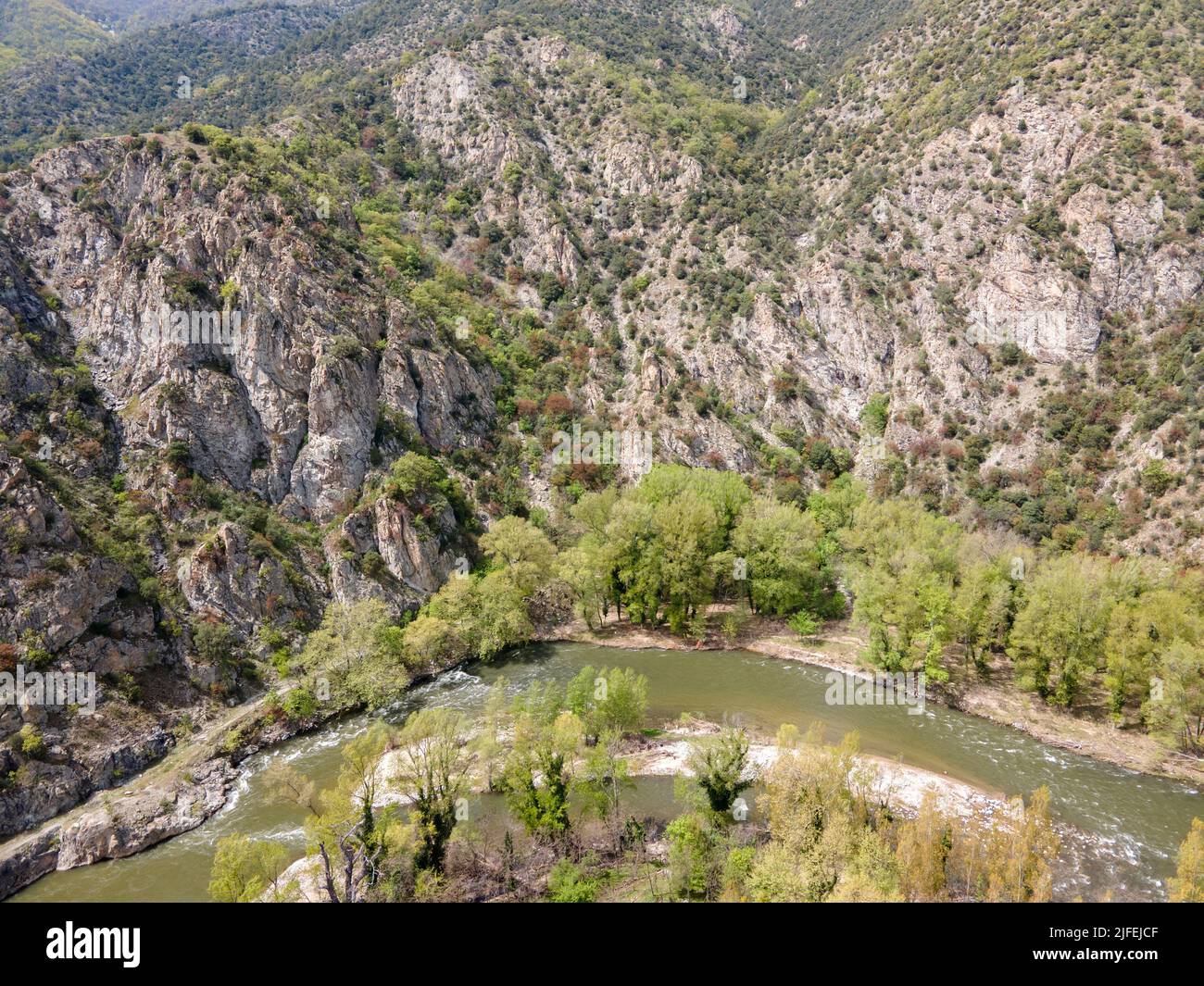 Amazing Aerial view of Struma River passing through the Kresna Gorge ...