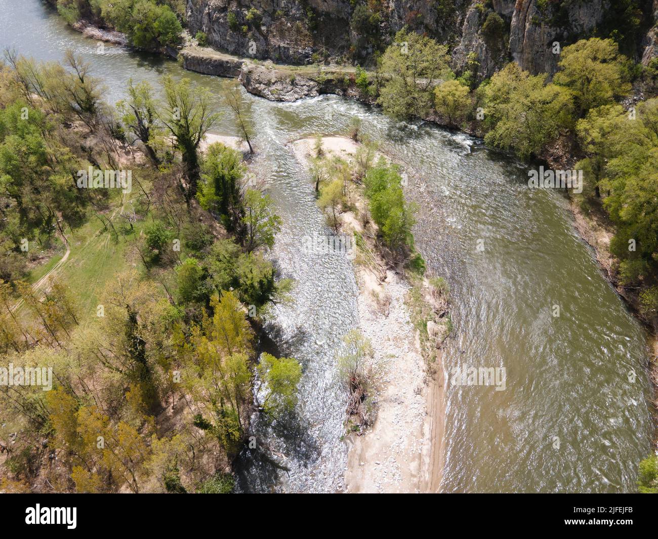 Amazing Aerial view of Struma River passing through the Kresna Gorge ...