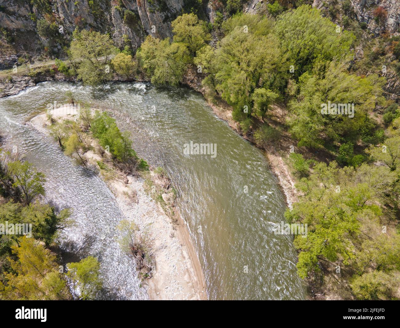 Amazing Aerial view of Struma River passing through the Kresna Gorge ...