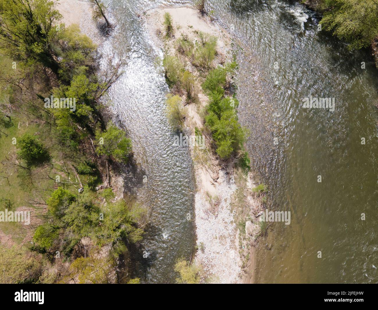 Amazing Aerial view of Struma River passing through the Kresna Gorge ...