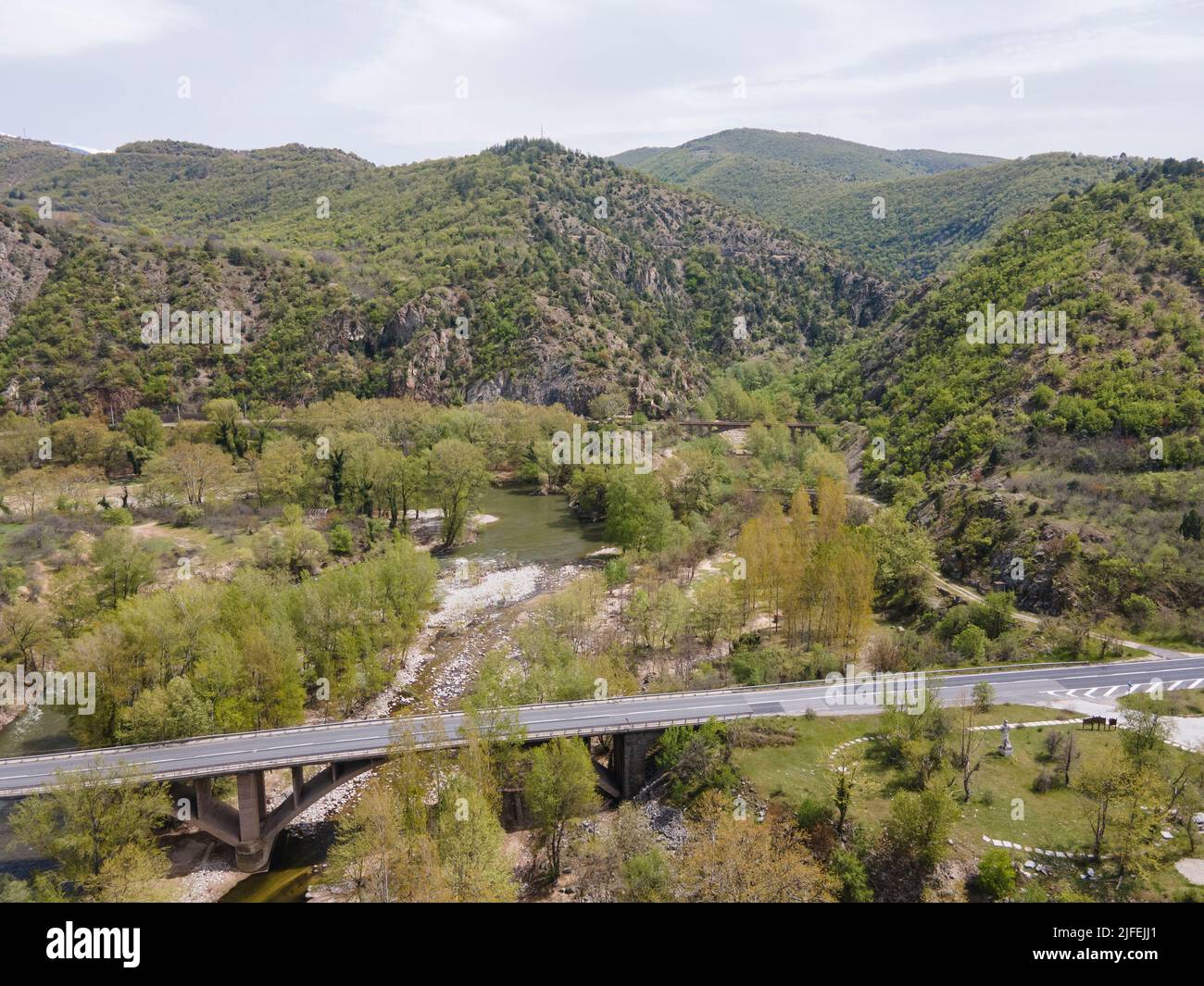 Amazing Aerial view of Struma River passing through the Kresna Gorge ...