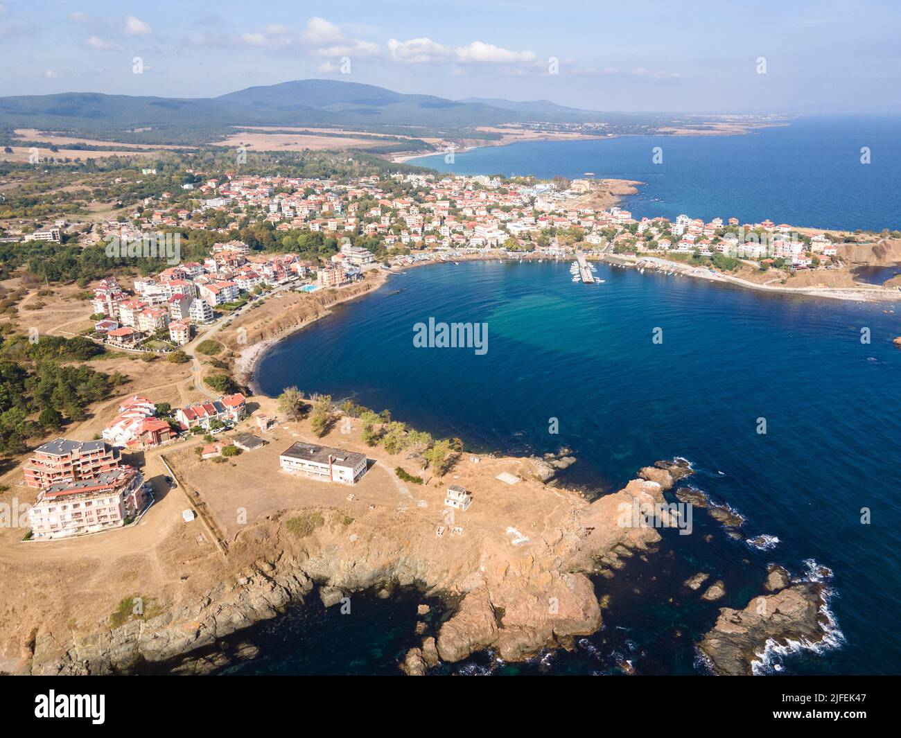 Amazing Aerial view of town of Ahtopol, Burgas Region, Bulgaria Stock ...