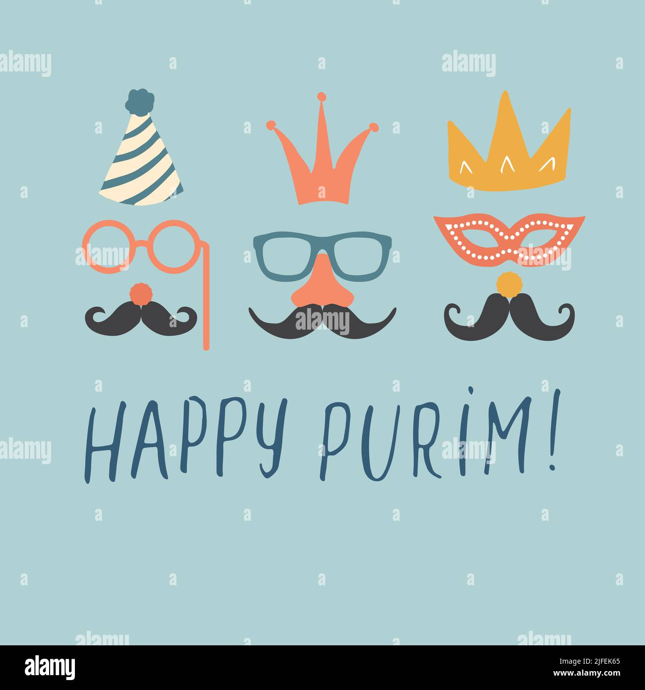 Happy Purim lettering, Jewish holiday and traditional elemets. vector ...
