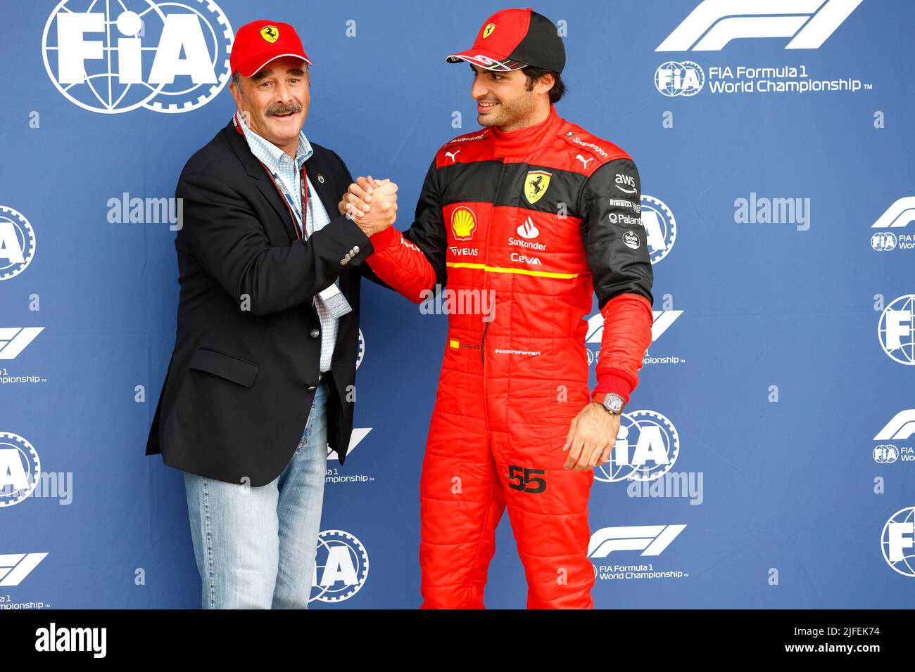 Silverstone, UK. 2nd July, 2022. Nigel Mansell, #55 Carlos Sainz (ESP ...