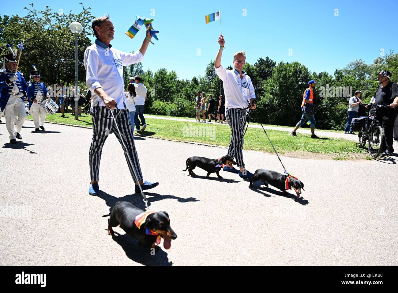 Munich, Germany. 02nd July, 2022. Dachshunds walk in a parade as part ...