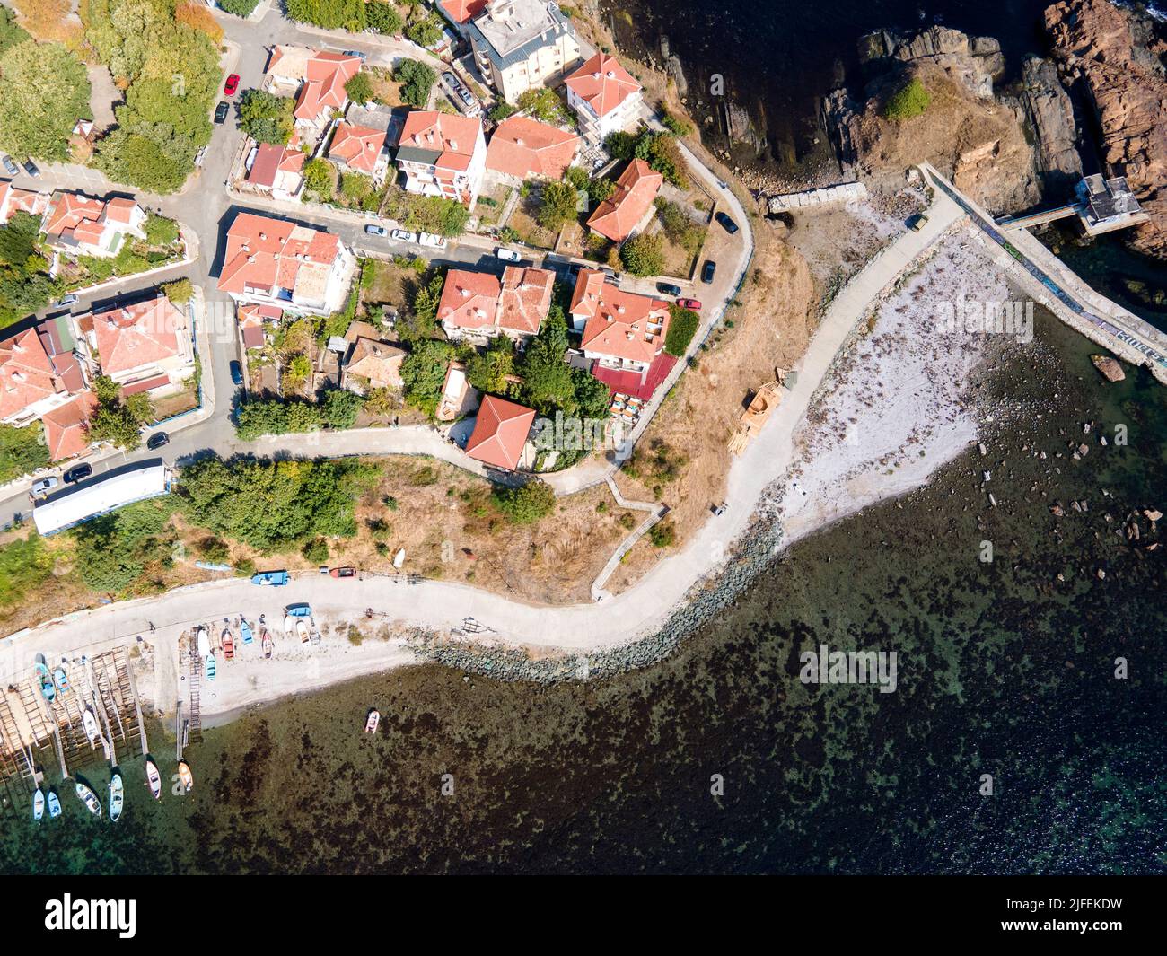 Amazing Aerial view of town of Ahtopol, Burgas Region, Bulgaria Stock ...