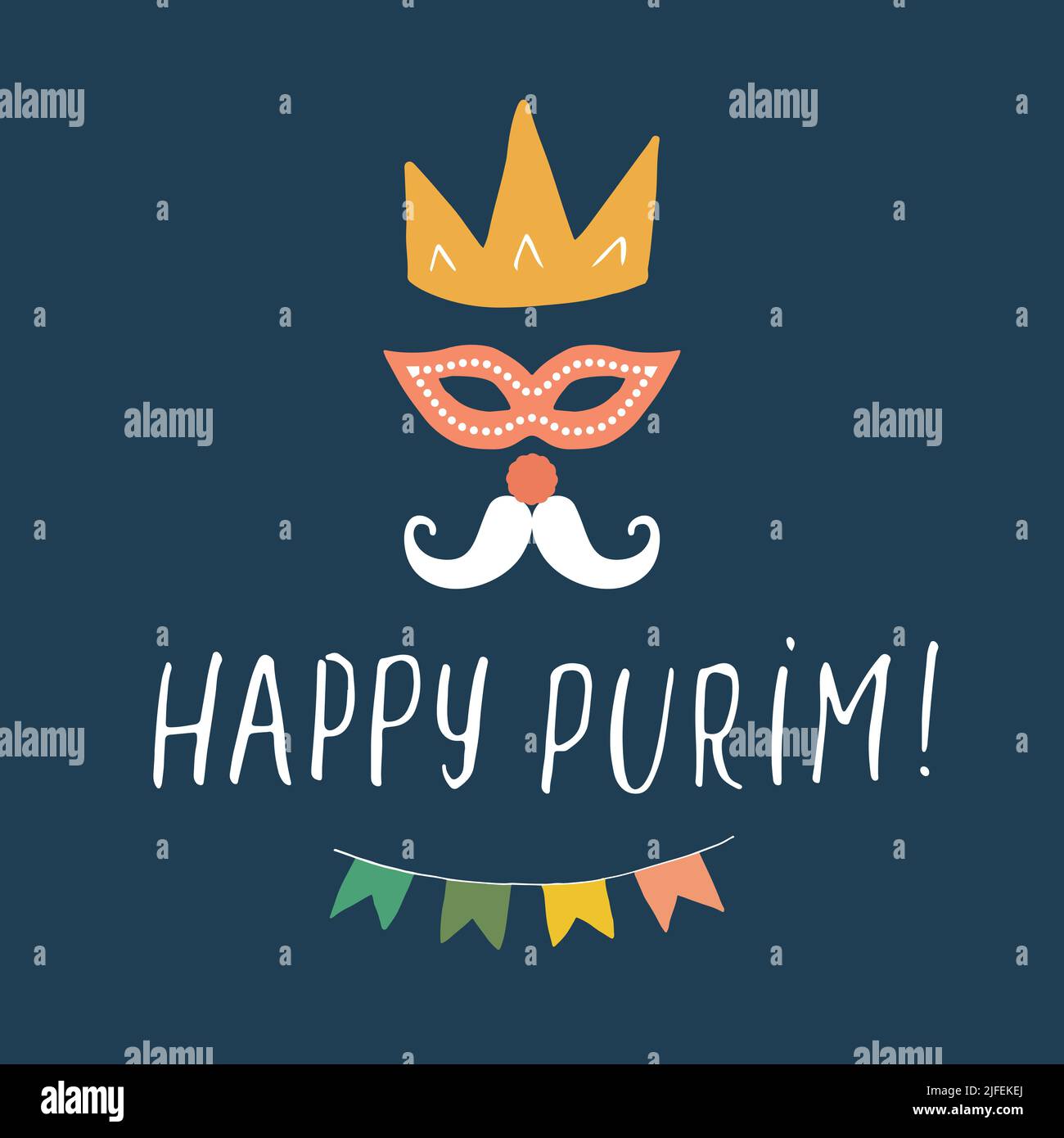 Happy Purim lettering, Jewish holiday and traditional elemets. vector ...