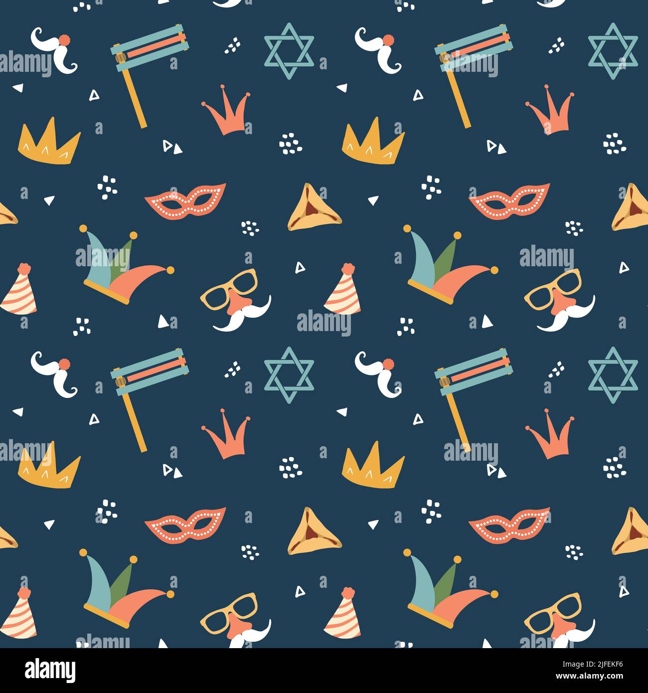 Purim seamless pattern. Traditional Jewish holiday background. vector ...