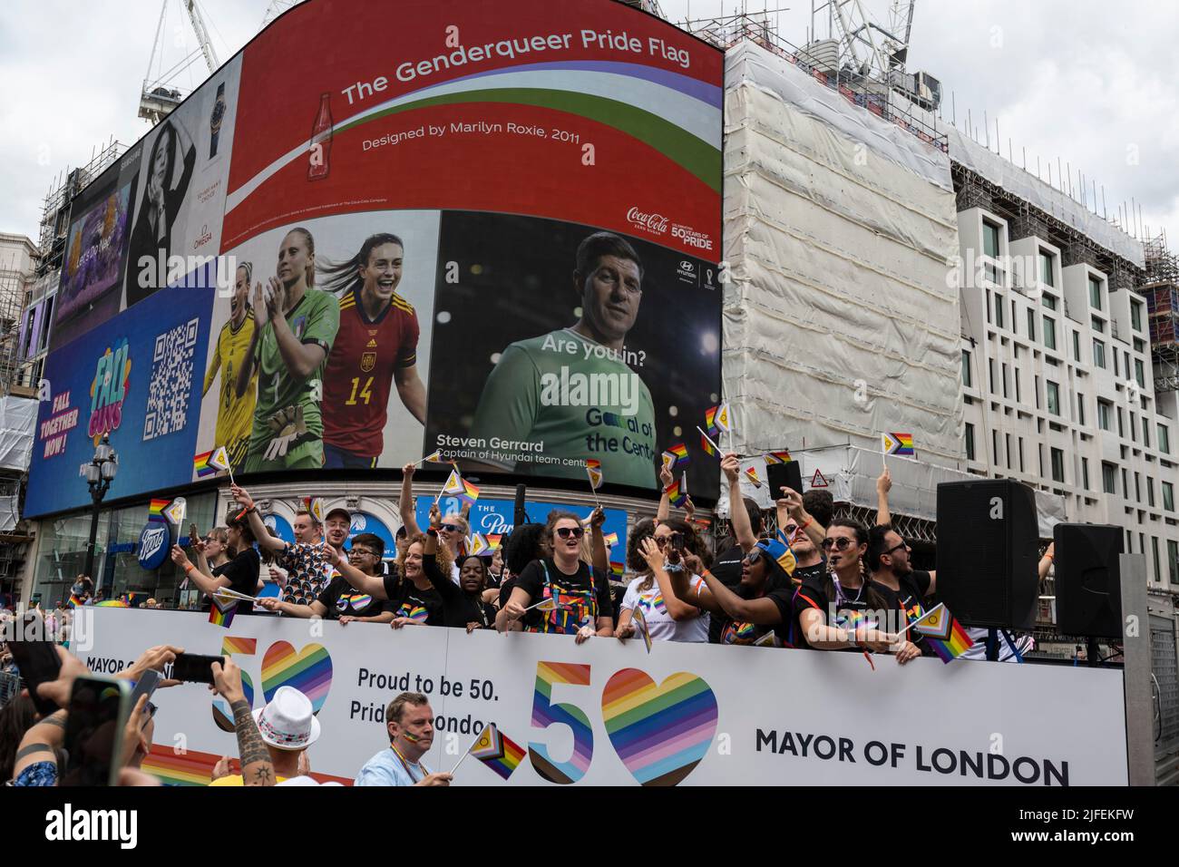 Pride float in piccadilly circus london hi-res stock photography and ...
