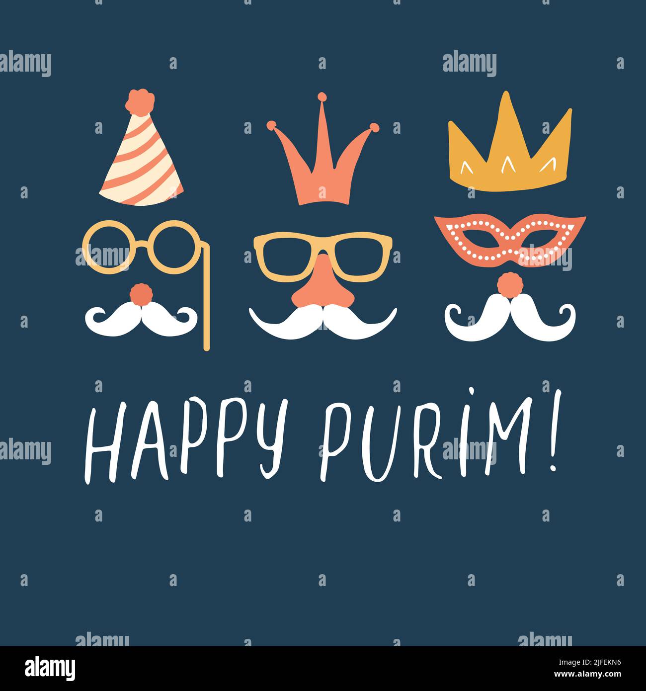 Happy Purim lettering, Jewish holiday and traditional elemets. vector ...