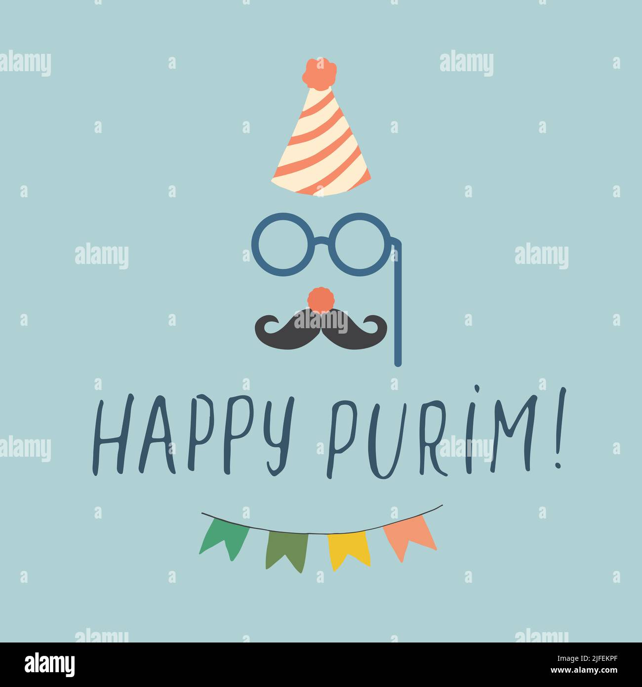 Happy Purim lettering, Jewish holiday and traditional elemets. vector ...