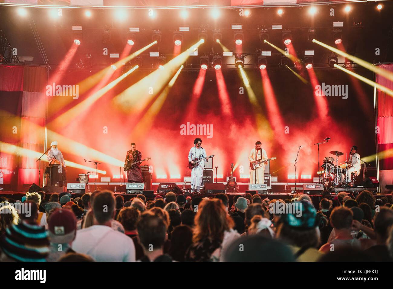 Roskilde, Denmark. 02nd July, 2022. The Algerian Tuareg band Imarhan ...