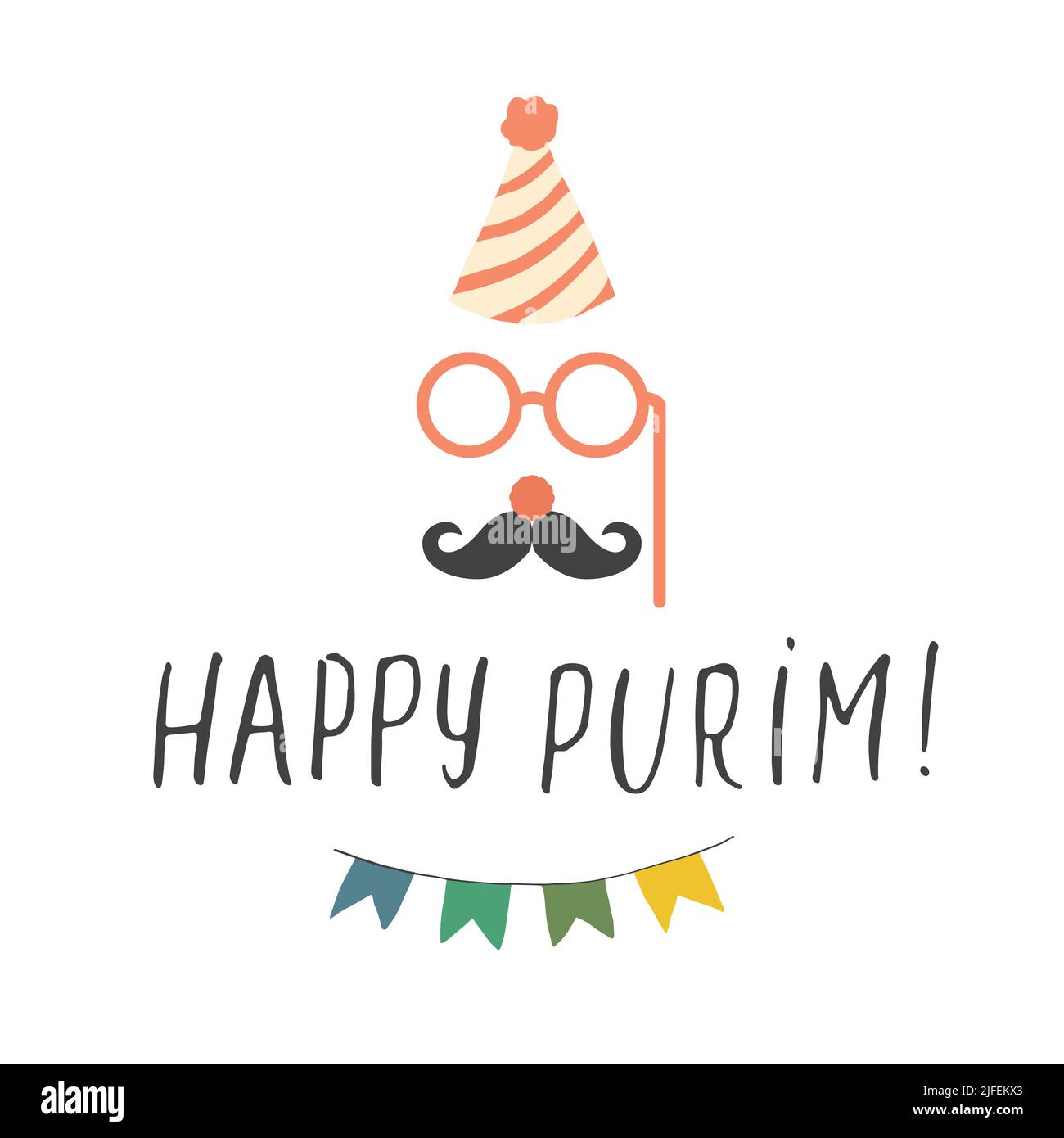 Happy Purim lettering, Jewish holiday and traditional elemets. vector ...