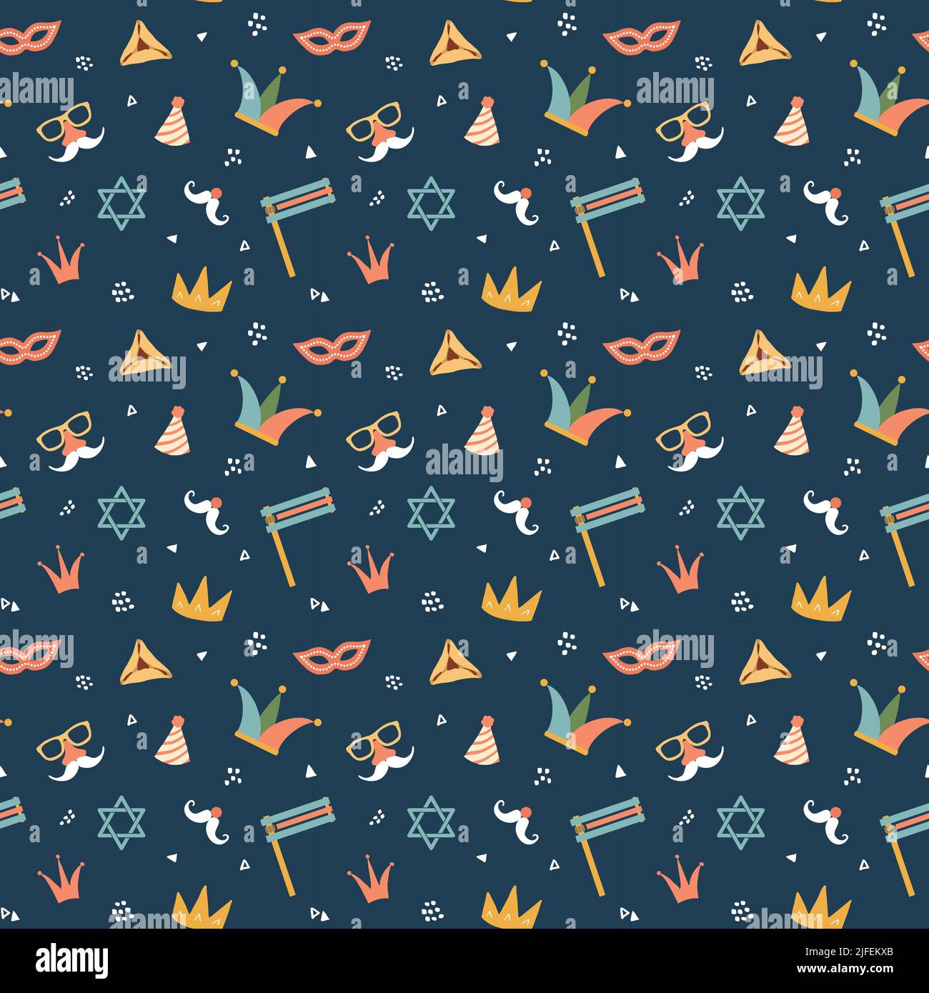 Purim seamless pattern. Traditional Jewish holiday background. vector ...