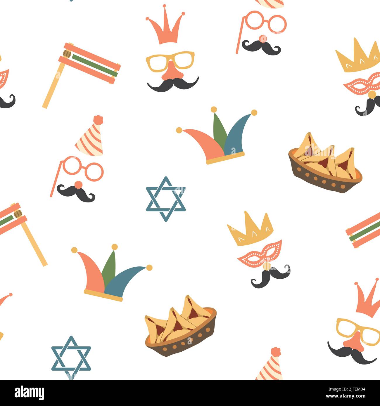 Purim seamless pattern. Traditional Jewish holiday background. vector ...