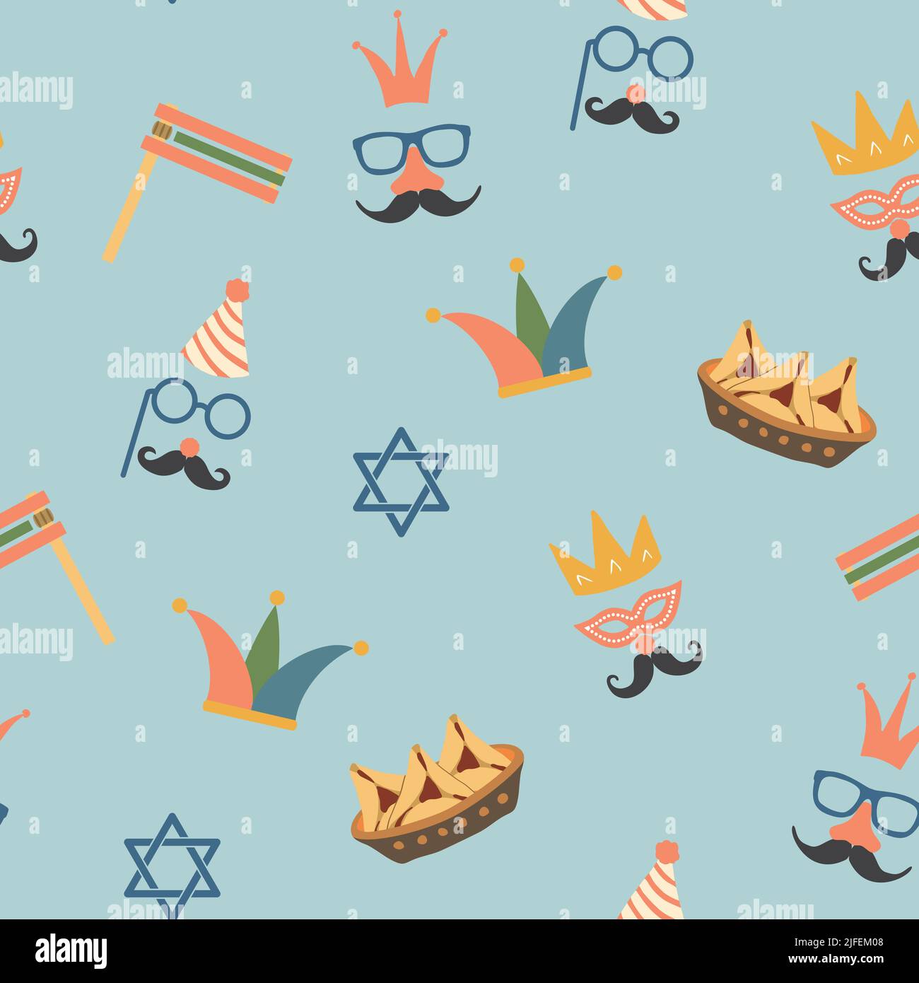 Purim seamless pattern. Traditional Jewish holiday background. vector ...