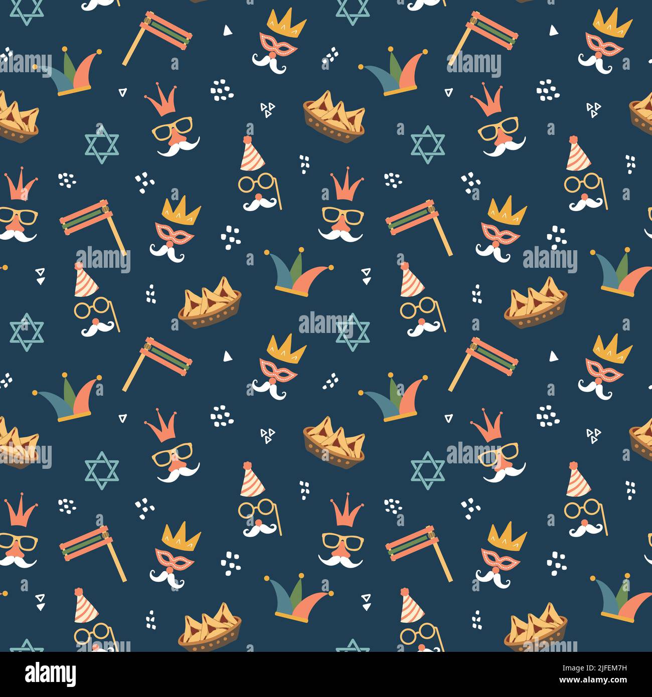 Purim seamless pattern. Traditional Jewish holiday background. vector ...