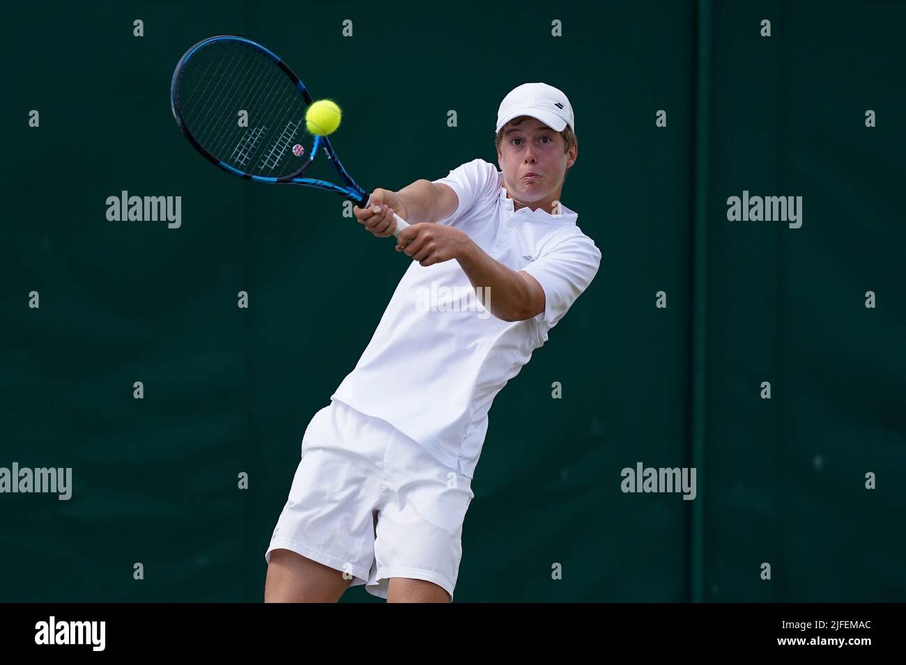 William Jansen during his Boys' Singles match against Juan Carlos Prado Angelo during day six of ...