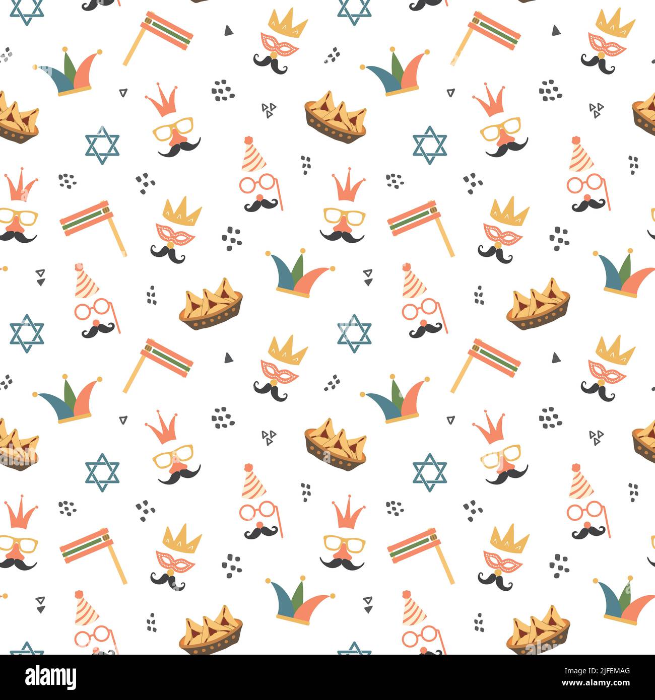 Purim seamless pattern. Traditional Jewish holiday background. vector ...