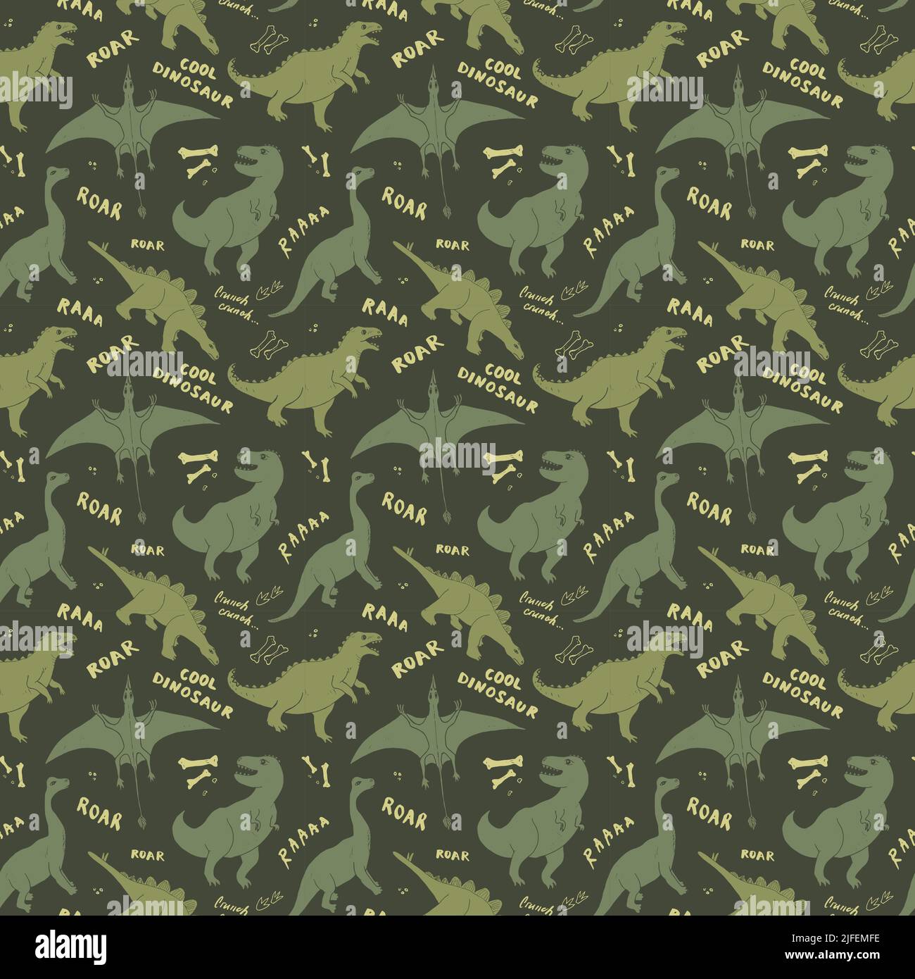 Dino Seamless Pattern, Cute Cartoon Dinosaurs Doodles Vector ... Dino Seamless Pattern, Cute Cartoon Dinosaurs Doodles Vector ...