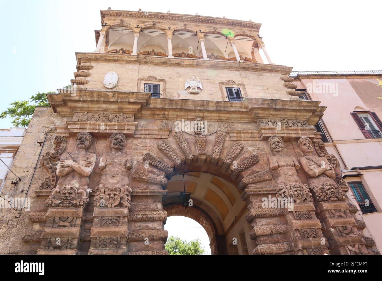 Palermo, Sicily (Italy): Porta Nuova, monumental city gate Stock Photo ...