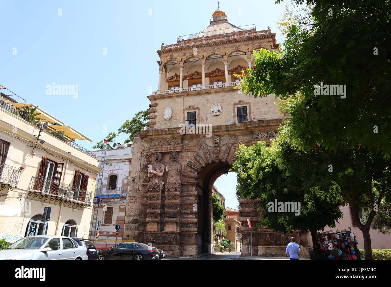 Palermo, Sicily (Italy): Porta Nuova, monumental city gate Stock Photo ...