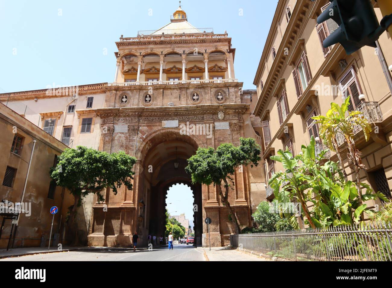 Palermo, Sicily (Italy): Porta Nuova, monumental city gate Stock Photo ...