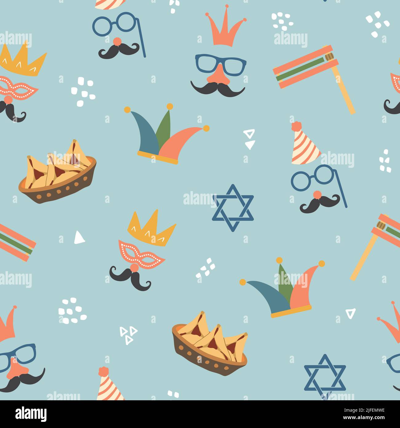 Purim seamless pattern. Traditional Jewish holiday background. vector ...