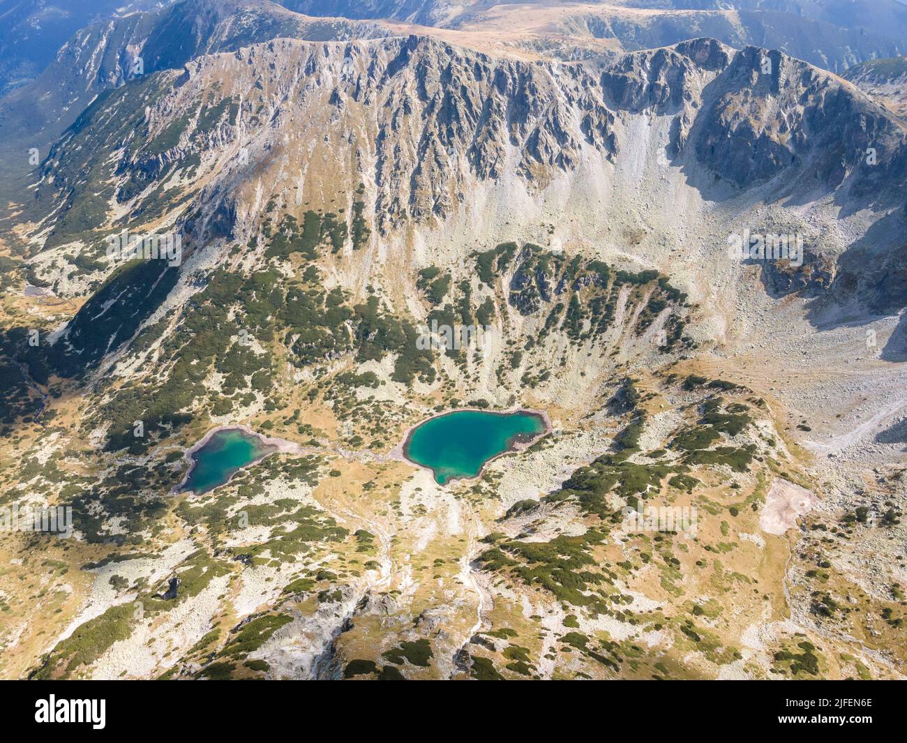 Amazing Aerial view of Rila mountain near Musala peak, Bulgaria Stock ...