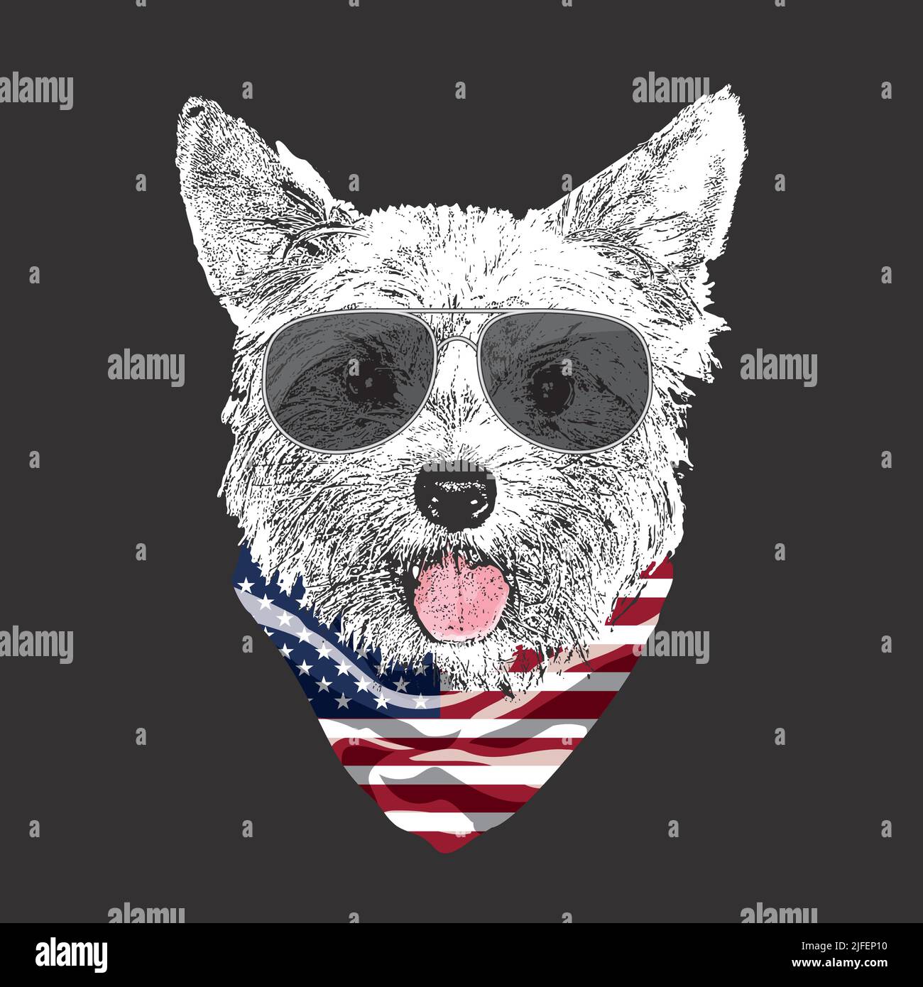 Yorkshire Terrier portrait, Cute cool dog in glasses and USA flag ...