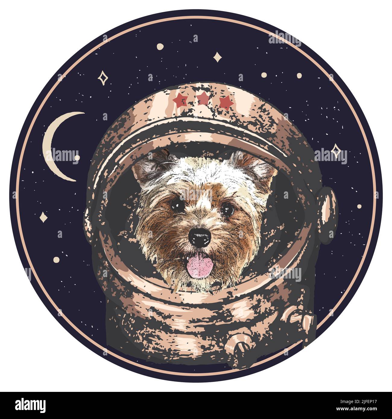 Yorkshire Terrier astrodog portrait. Cute space dog. Vector ...