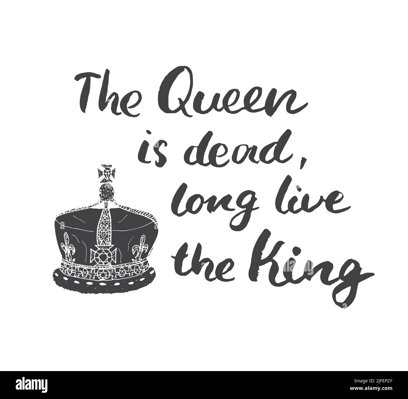 Queen lettering quote with Hand drawn crown, calligraphic sign. Vector ...