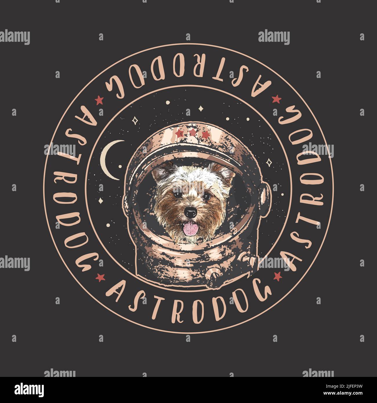 Yorkshire Terrier astrodog portrait. Cute space dog. Vector ...