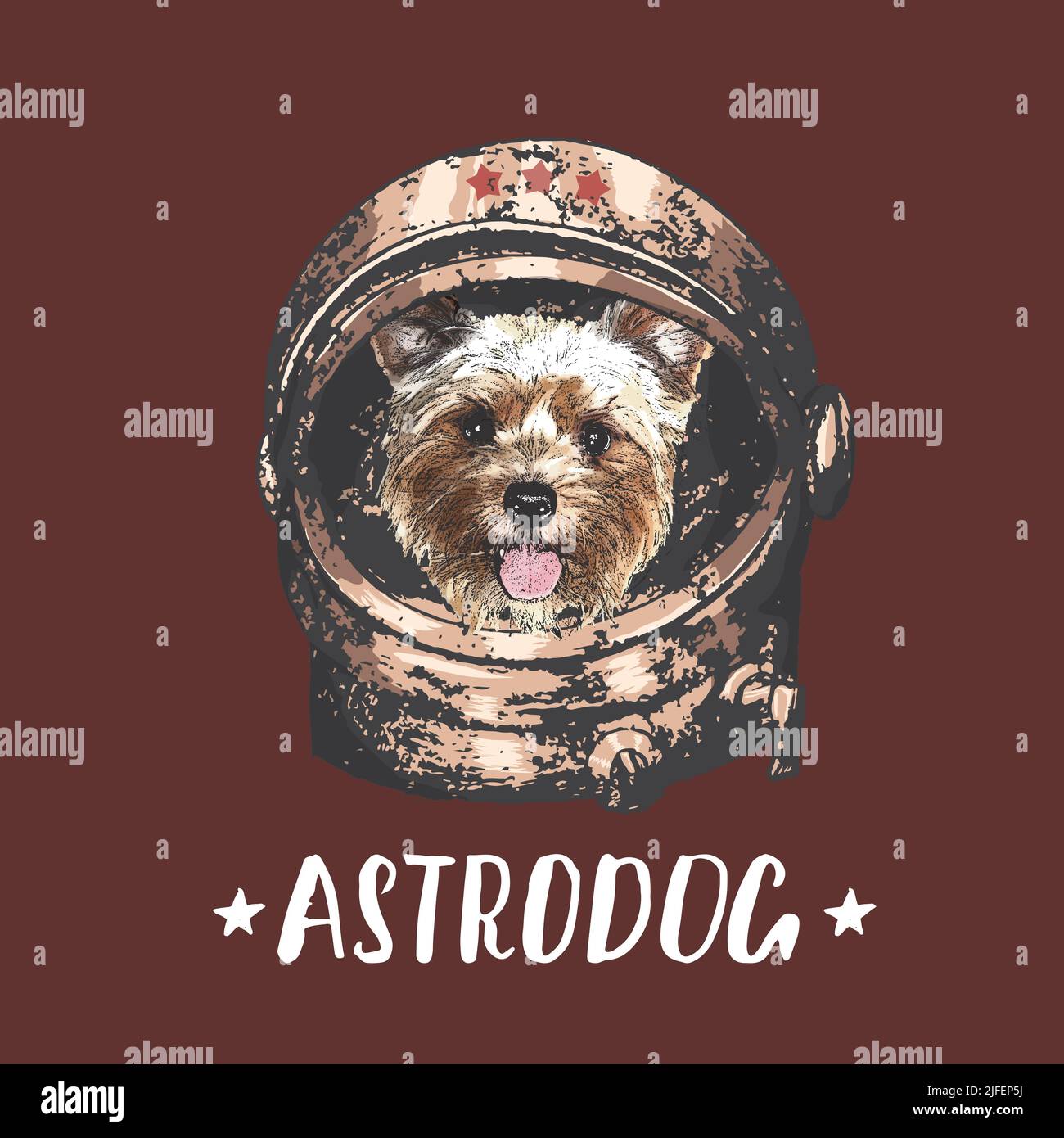 Yorkshire Terrier astrodog portrait. Cute space dog. Vector ...