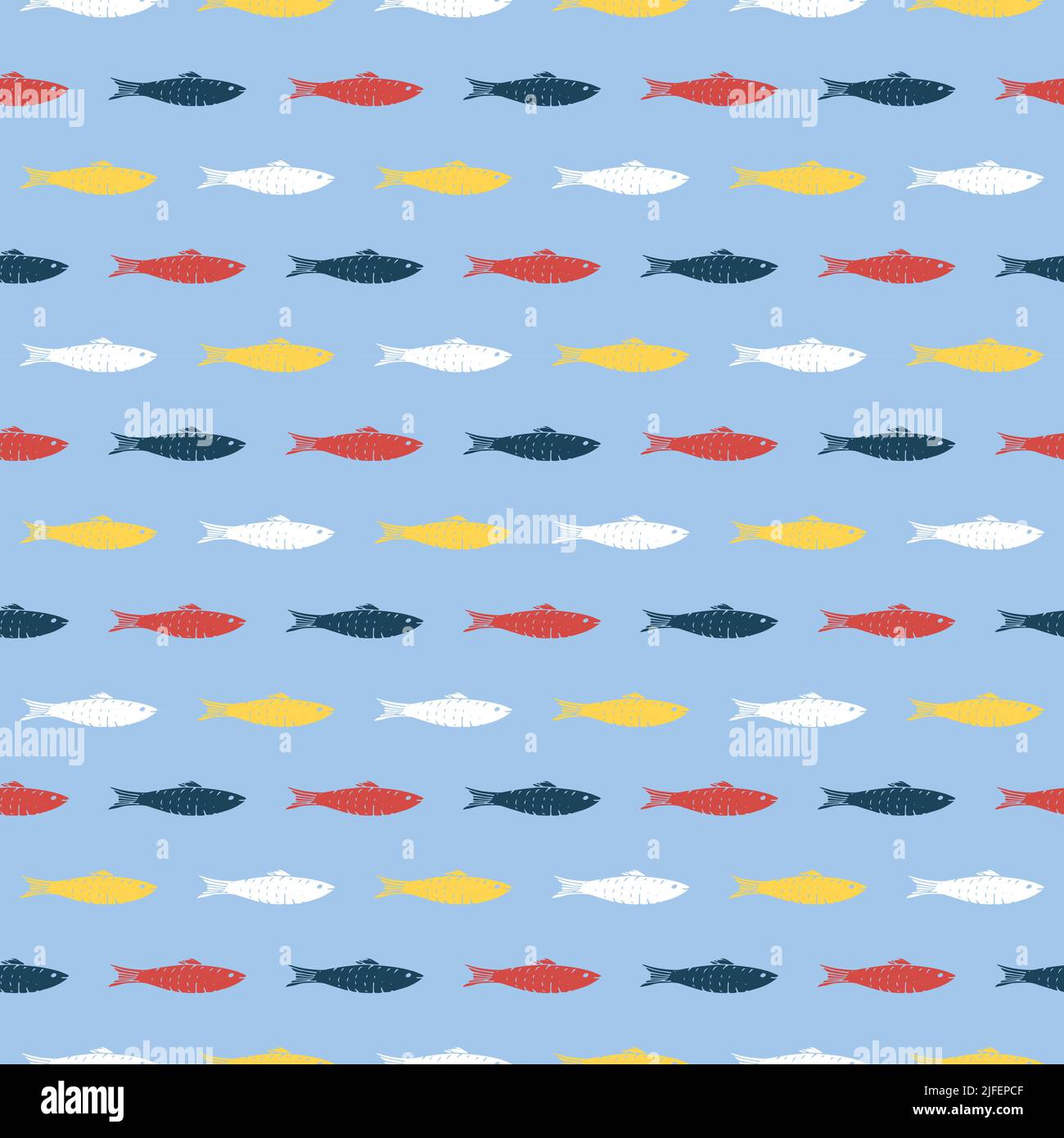 Fish Seamless pattern. Fish Cartoon doodle, Vector illustration Stock ...