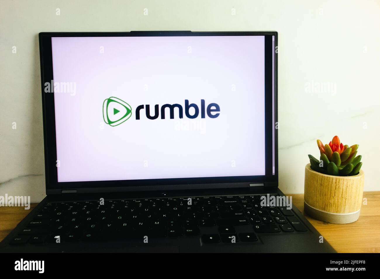 KONSKIE, POLAND - July 02, 2022: Rumble online video platform logo ...