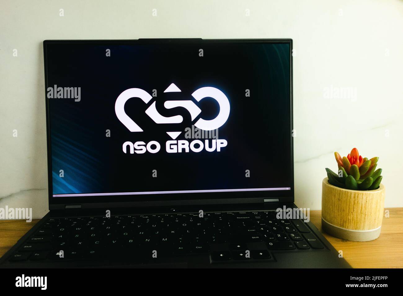 KONSKIE, POLAND - July 02, 2022: NSO Group logo displayed on laptop ...