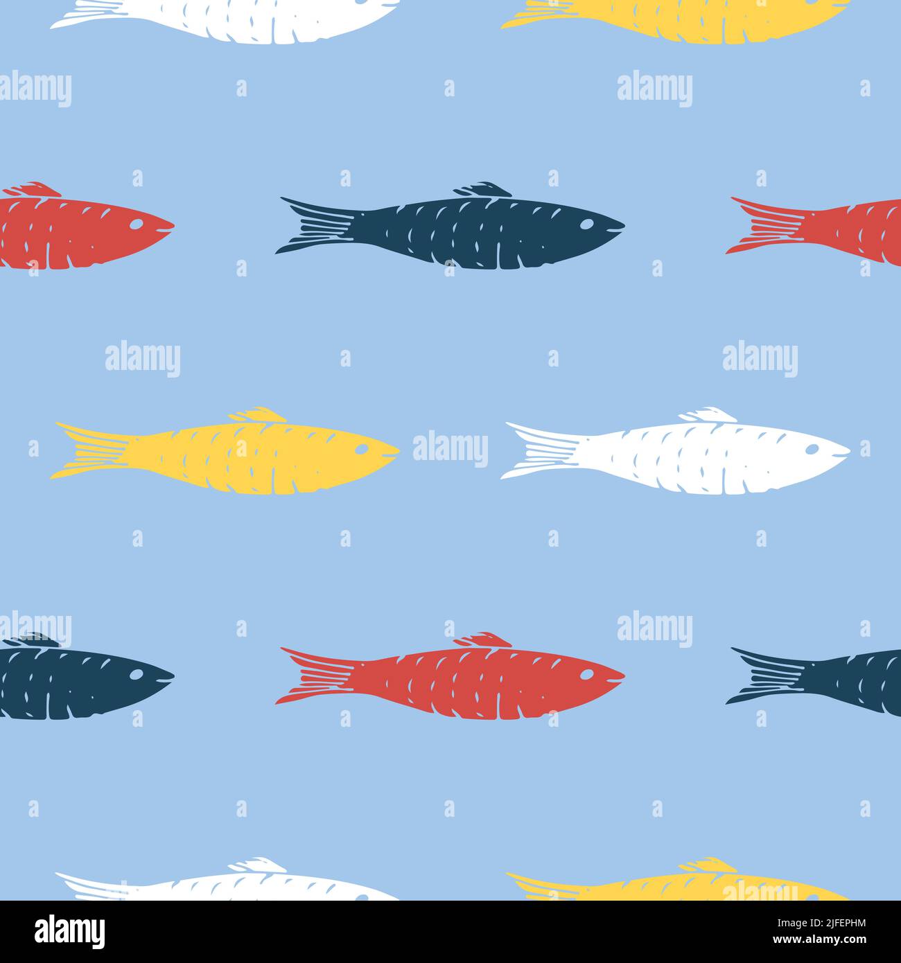 Fish Seamless pattern. Fish Cartoon doodle, Vector illustration Stock ...