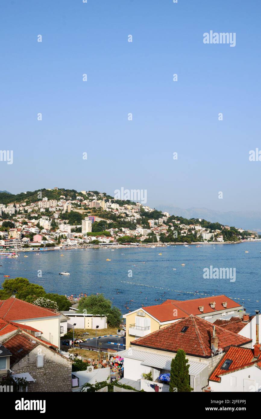 Igalo, Montenegro, August 2021. View of the Boko-Kotor Bay, mountains ...