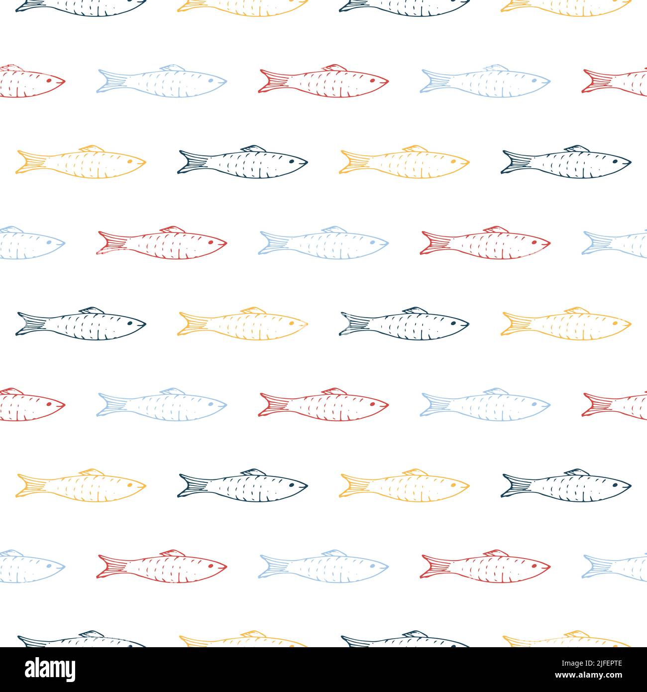 Fish Seamless pattern. Fish Cartoon doodle, Vector illustration Stock ...