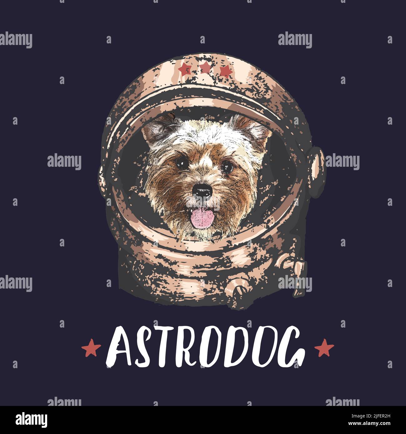 Yorkshire Terrier astrodog portrait. Cute space dog. Vector ...