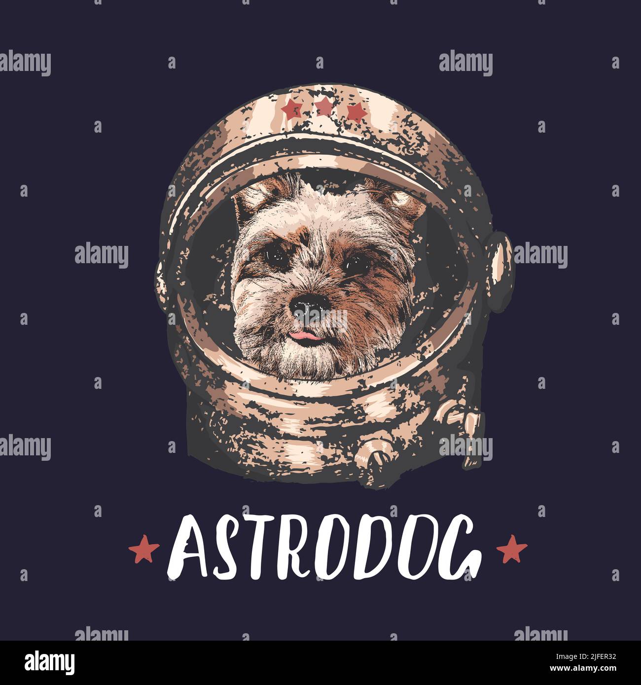 Yorkshire Terrier astrodog portrait. Cute space dog. Vector ...
