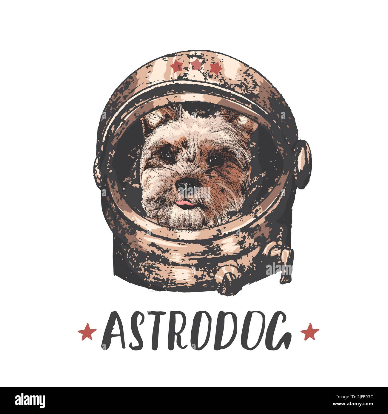Yorkshire Terrier astrodog portrait. Cute space dog. Vector ...