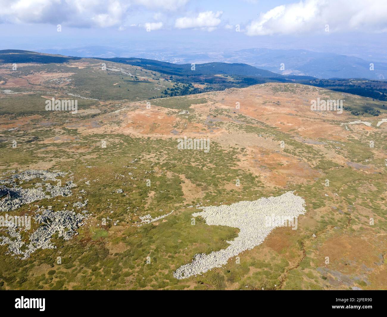 Aerial view of of Vitosha Mountain near Cherni Vrah Peak, Sofia City ...