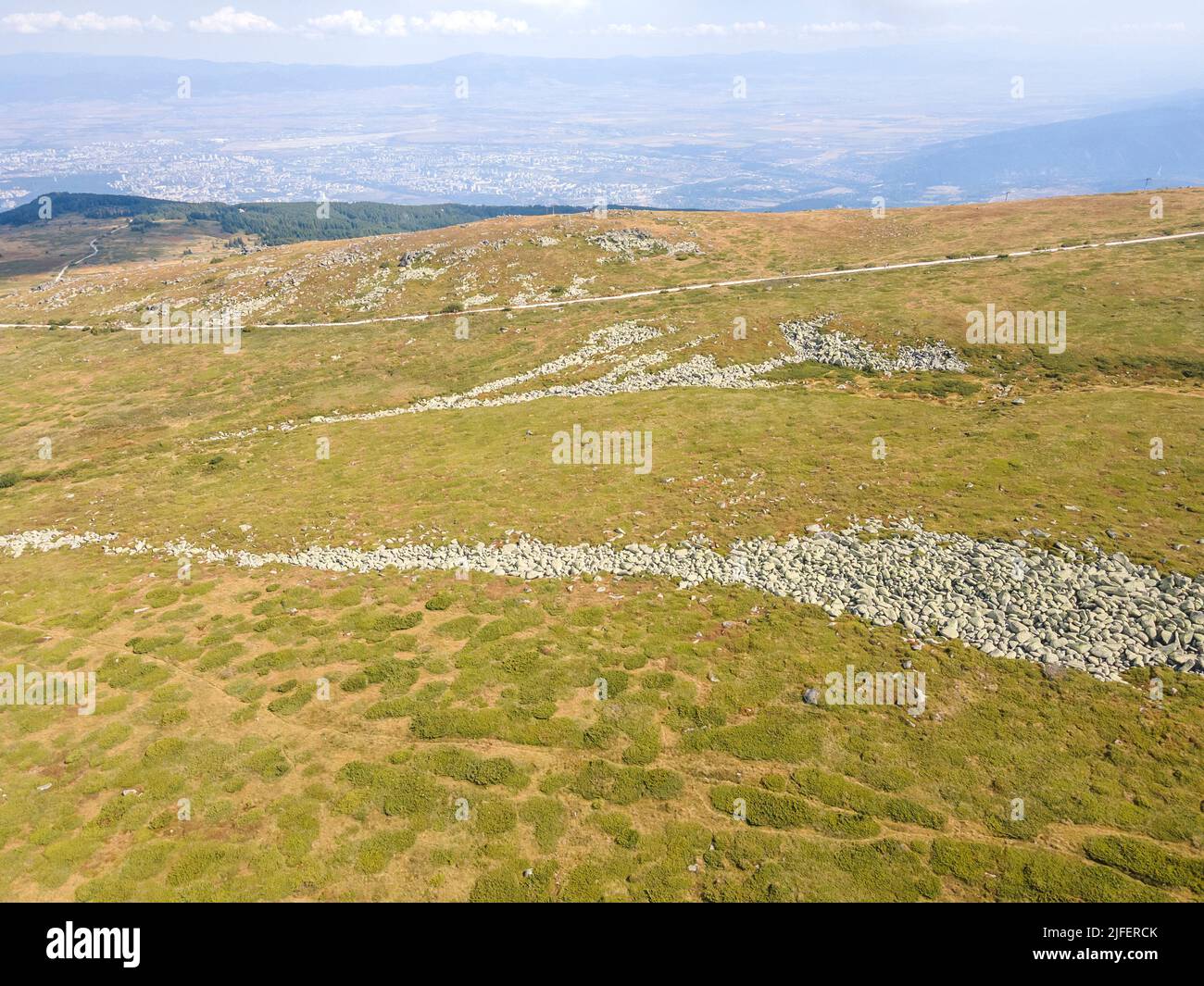 Aerial view of of Vitosha Mountain near Cherni Vrah Peak, Sofia City ...
