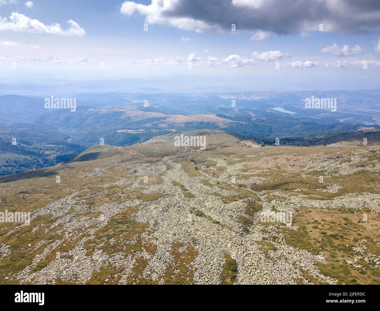 Aerial view of of Vitosha Mountain near Cherni Vrah Peak, Sofia City ...