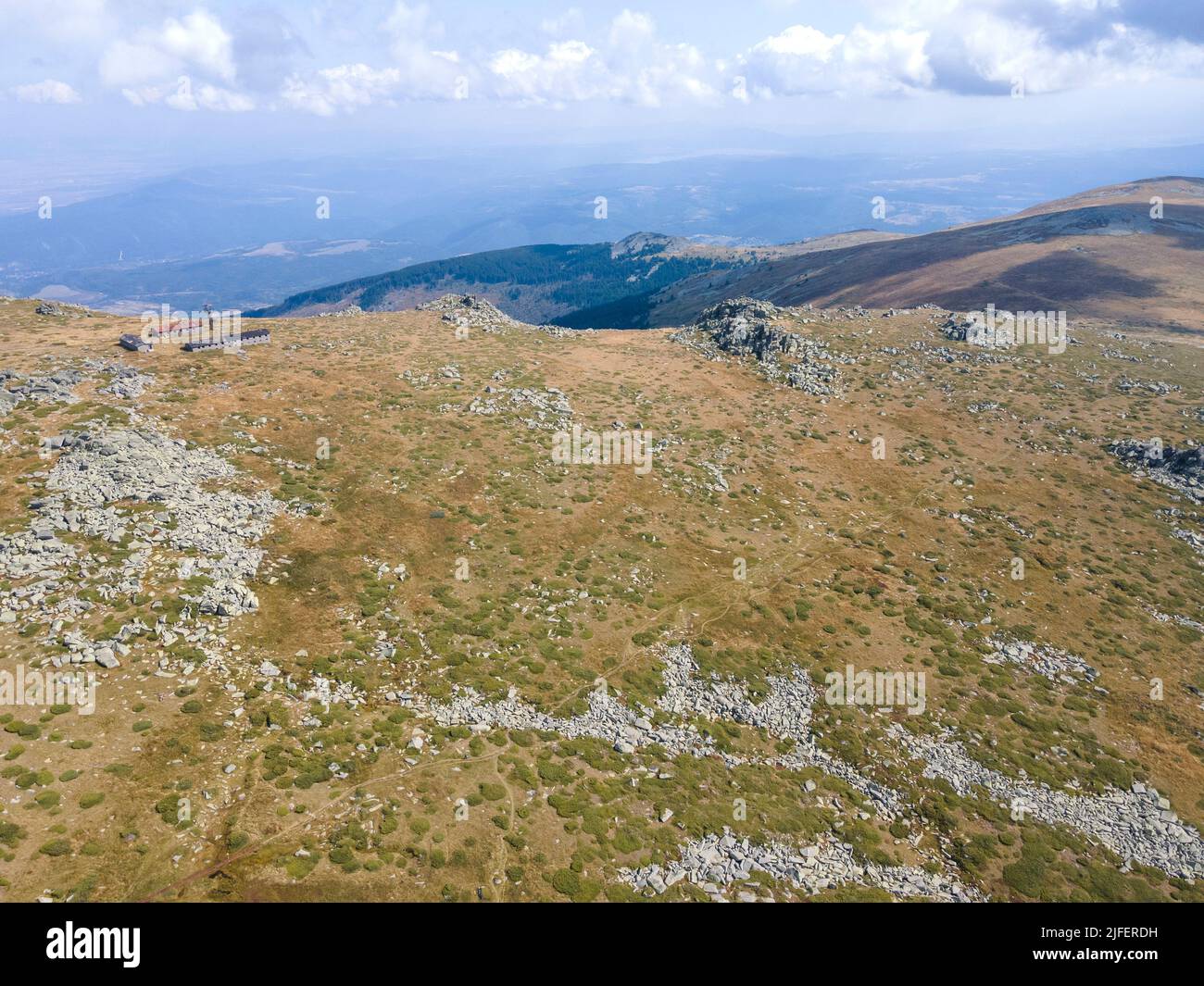 Aerial view of of Vitosha Mountain near Cherni Vrah Peak, Sofia City ...