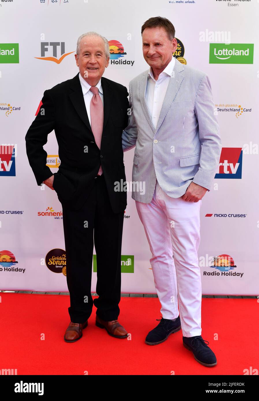 Essen, Germany. 02nd July, 2022. Presenters Max Schautzer (l) and Peter ...
